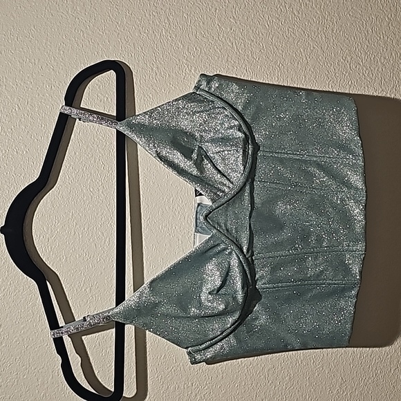 Windsor | Tops | Light Blue Glitter Crop Top | Poshmark